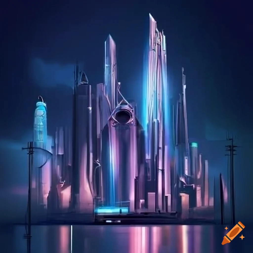 Cool futuristic cityscape at night on Craiyon