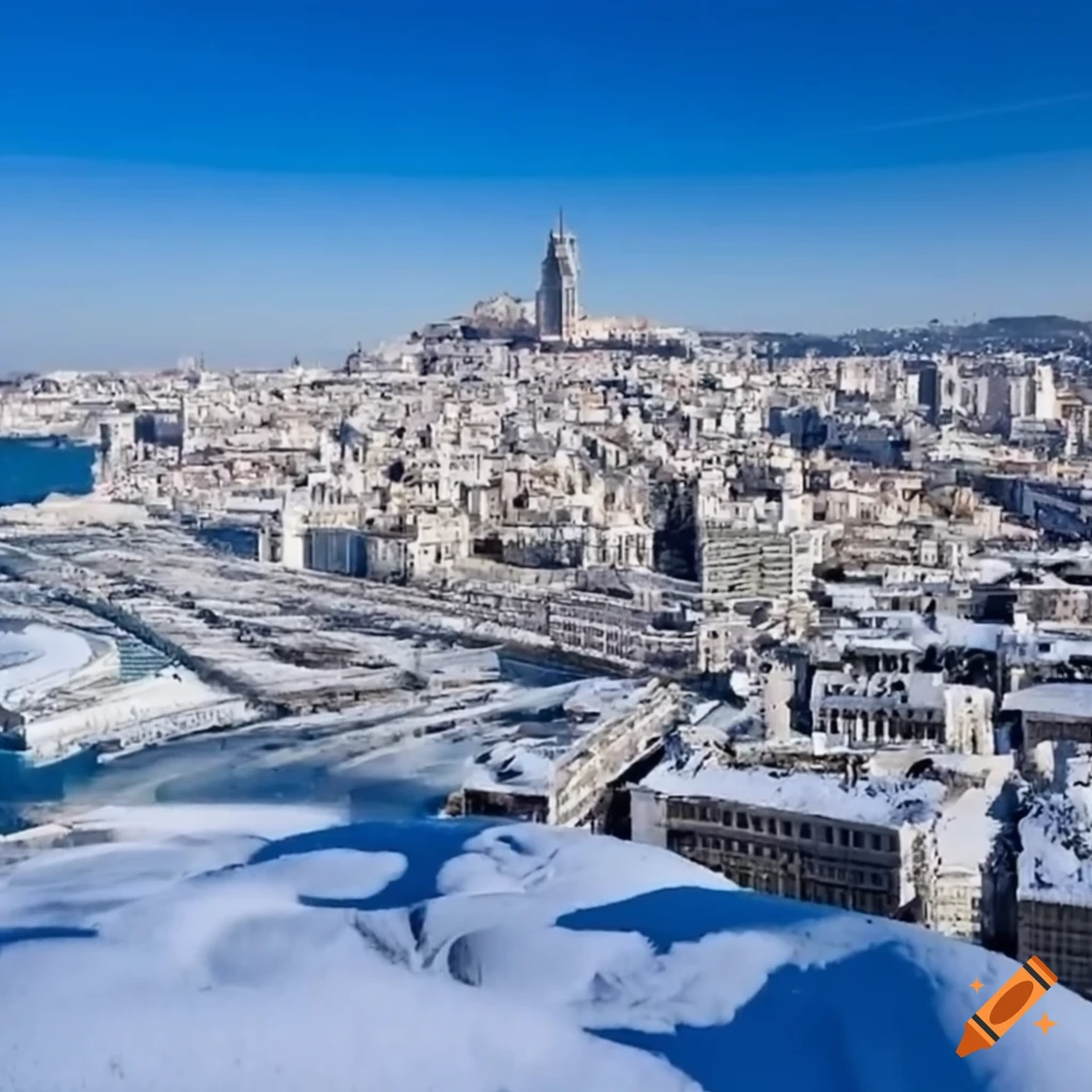 Marseille under the snow on Craiyon