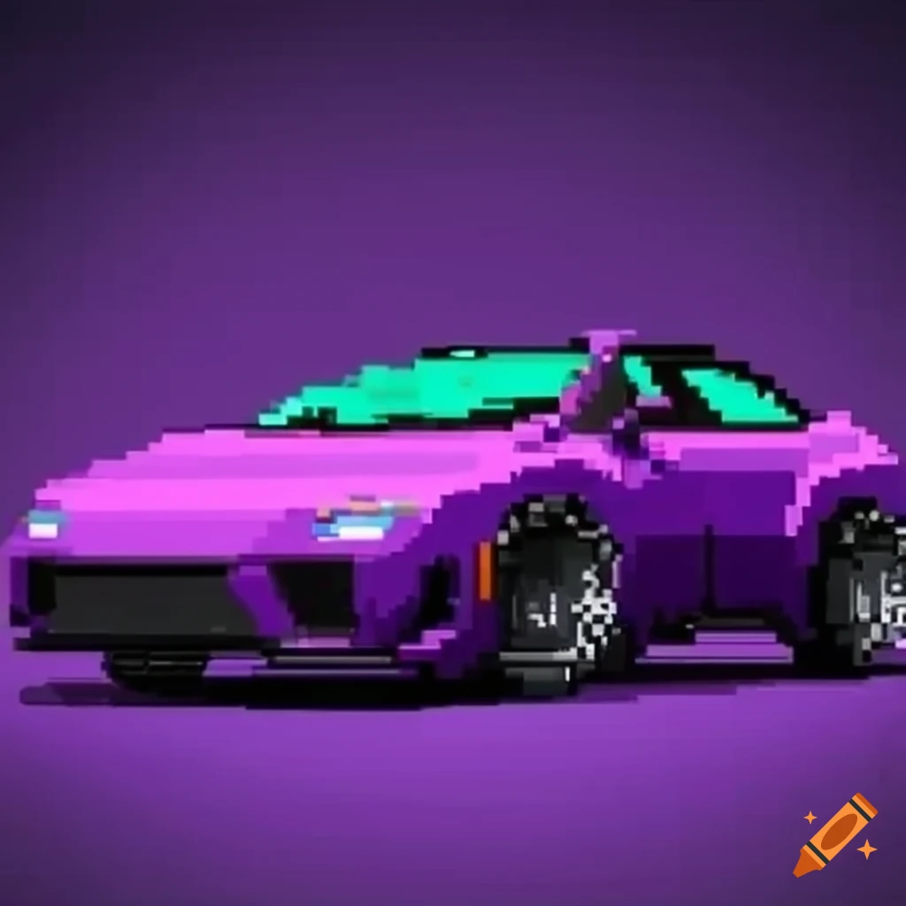 8-bit phonk car engulfed in purple fire on Craiyon