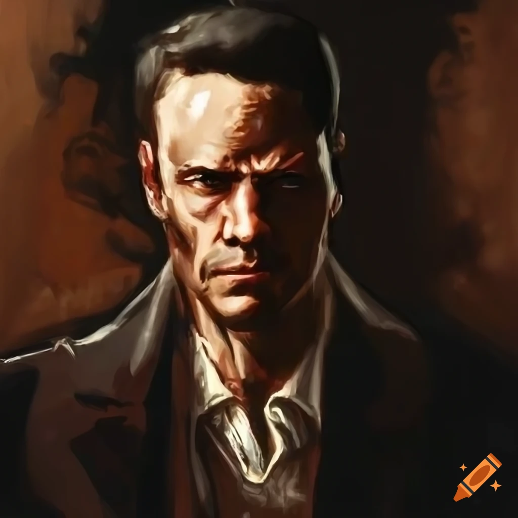 Classical portrait of max payne character on Craiyon
