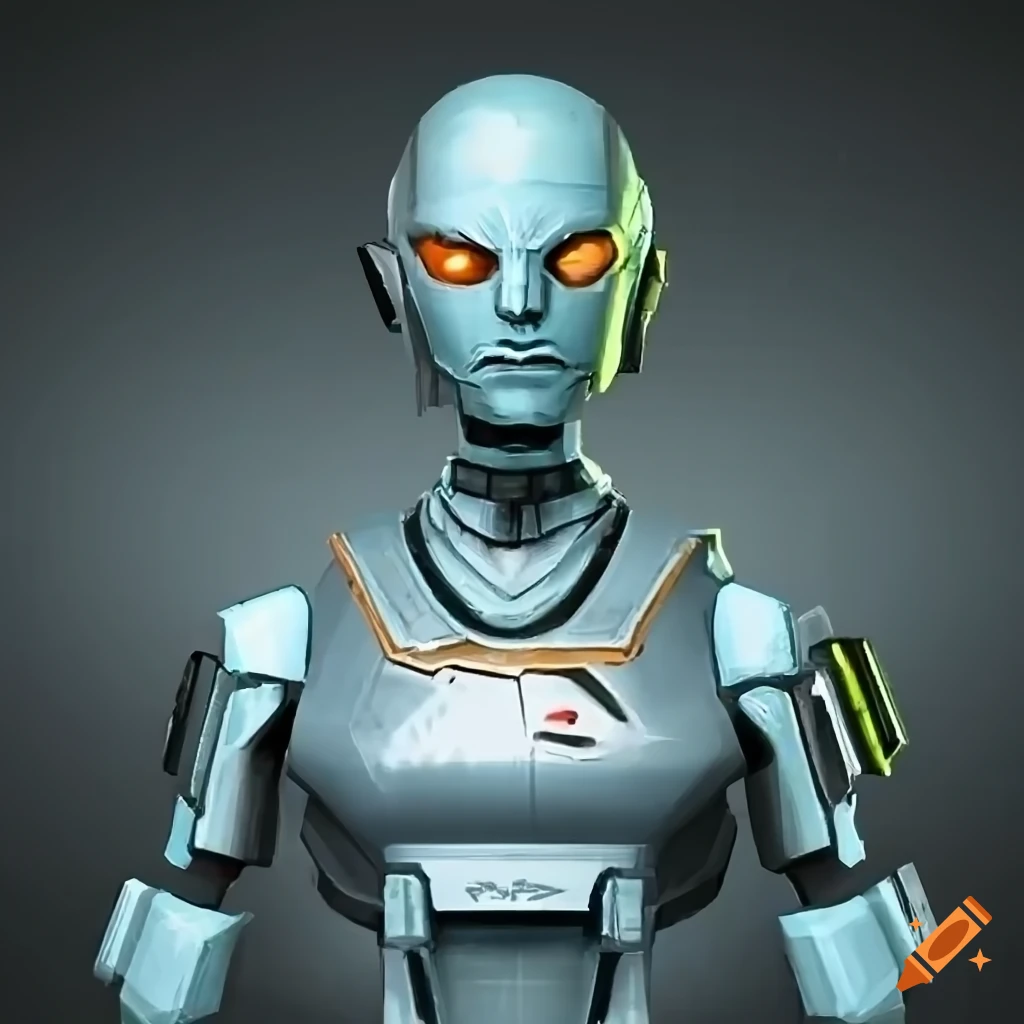 Sci-fi android with blue skin and blonde hair on Craiyon