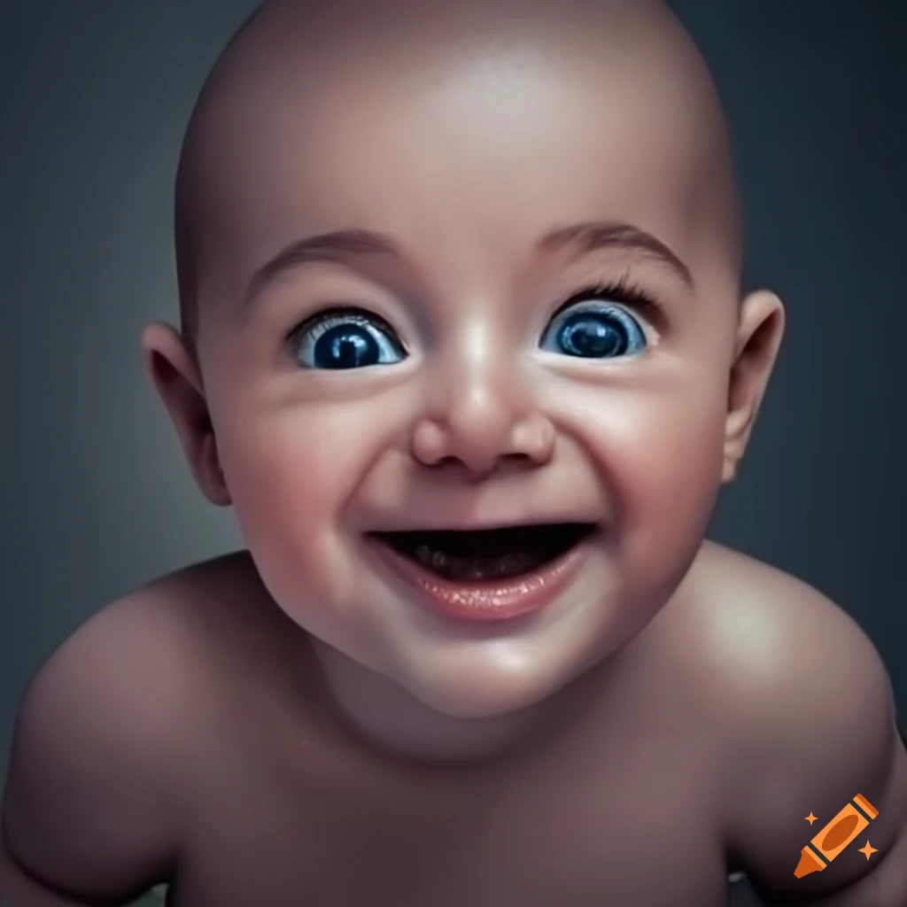 Smiling baby with a symmetrical face on Craiyon