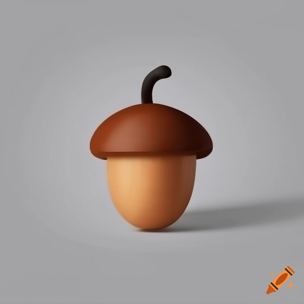 Isometric matte plastic acorns on a white background on Craiyon