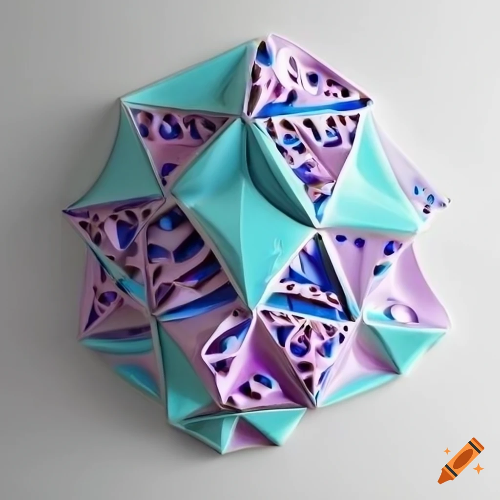 Intricate 3D wall sculptures of colored porcelain triangular diatoms on ...