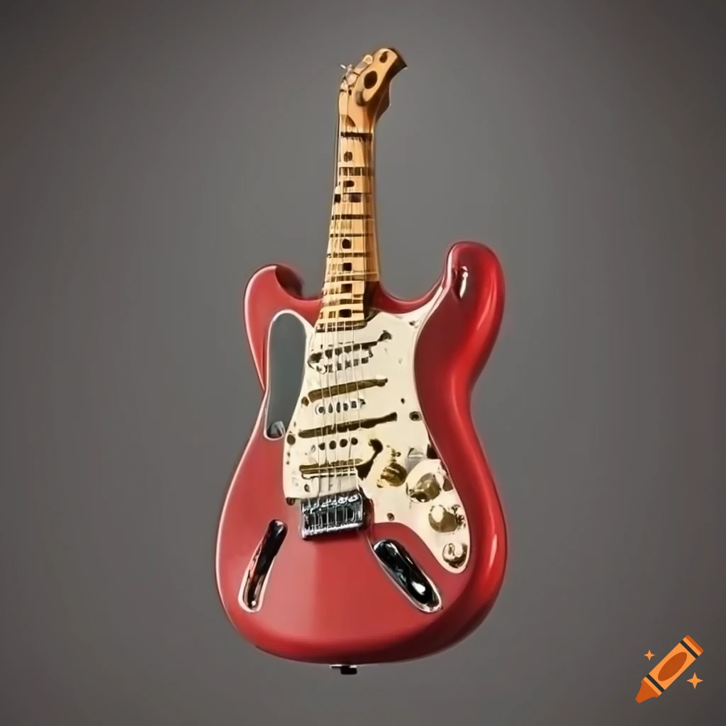 Left handed fiesta red maple neck stratocaster guitar on Craiyon