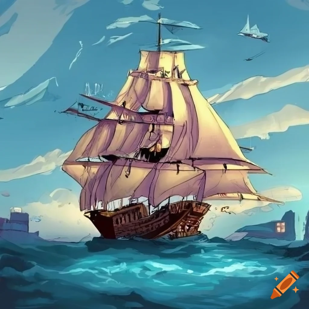 Ship in a comic style on Craiyon