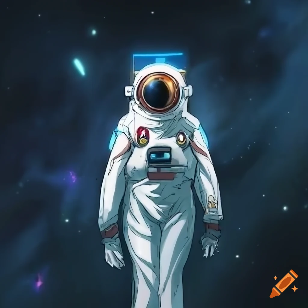 Man in a space suit in anime style on Craiyon