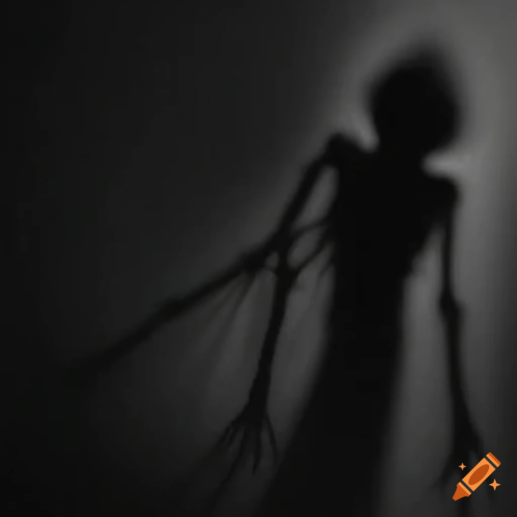 Creepy creature shadow hiding in darkness on Craiyon