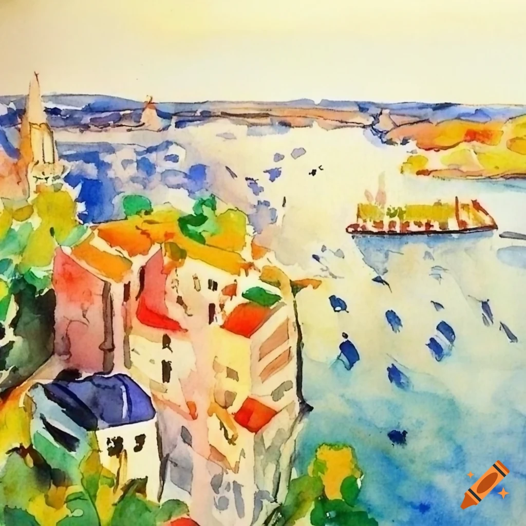 Sydney harbour with watercolor magic and inspired by henri matisse ...