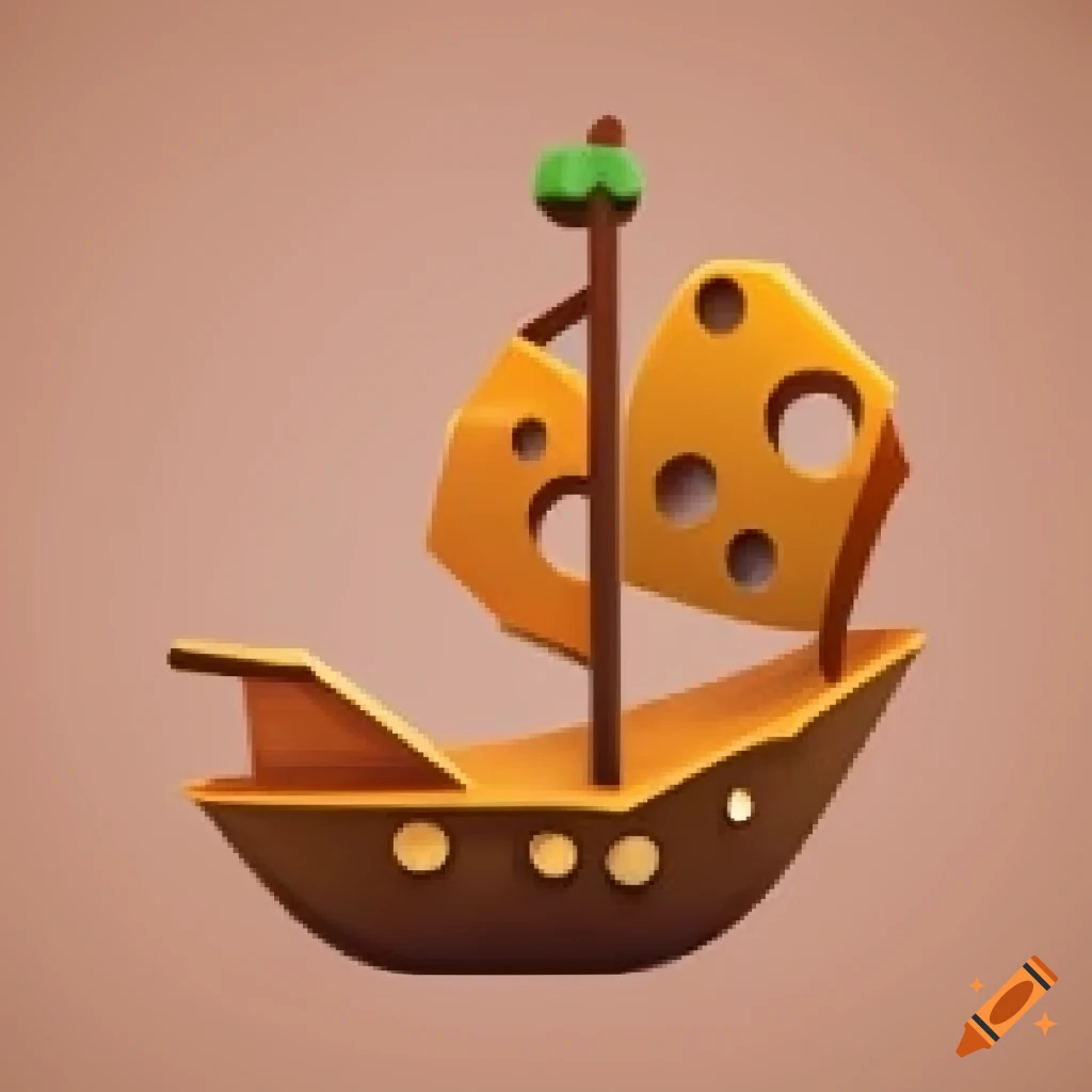 Cheese ship icon in soft style for 2d video game on Craiyon