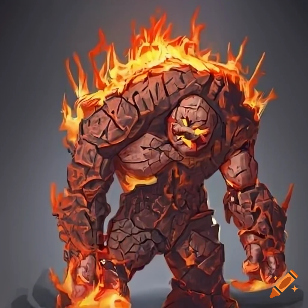 Fire golem creature on Craiyon