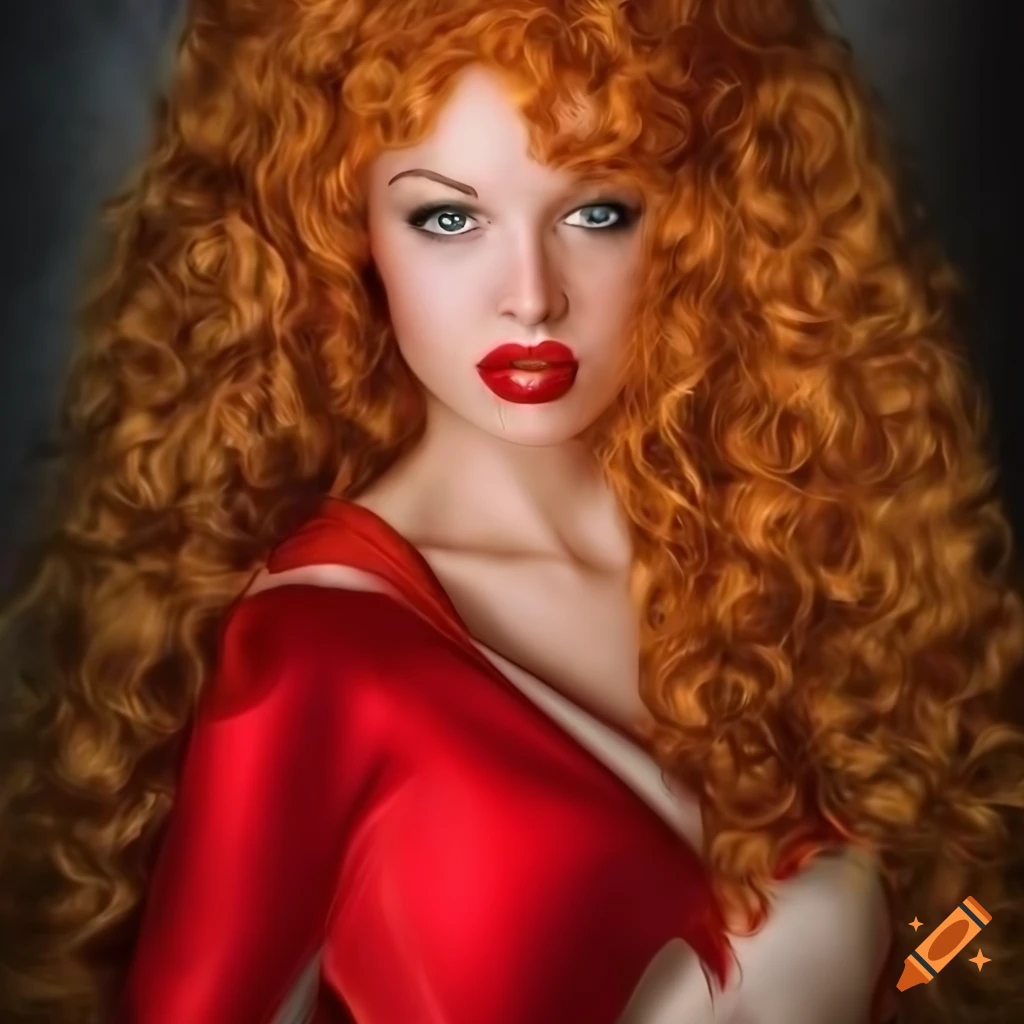 Stunning ginger superhero girl in a pin-up style portrait on Craiyon