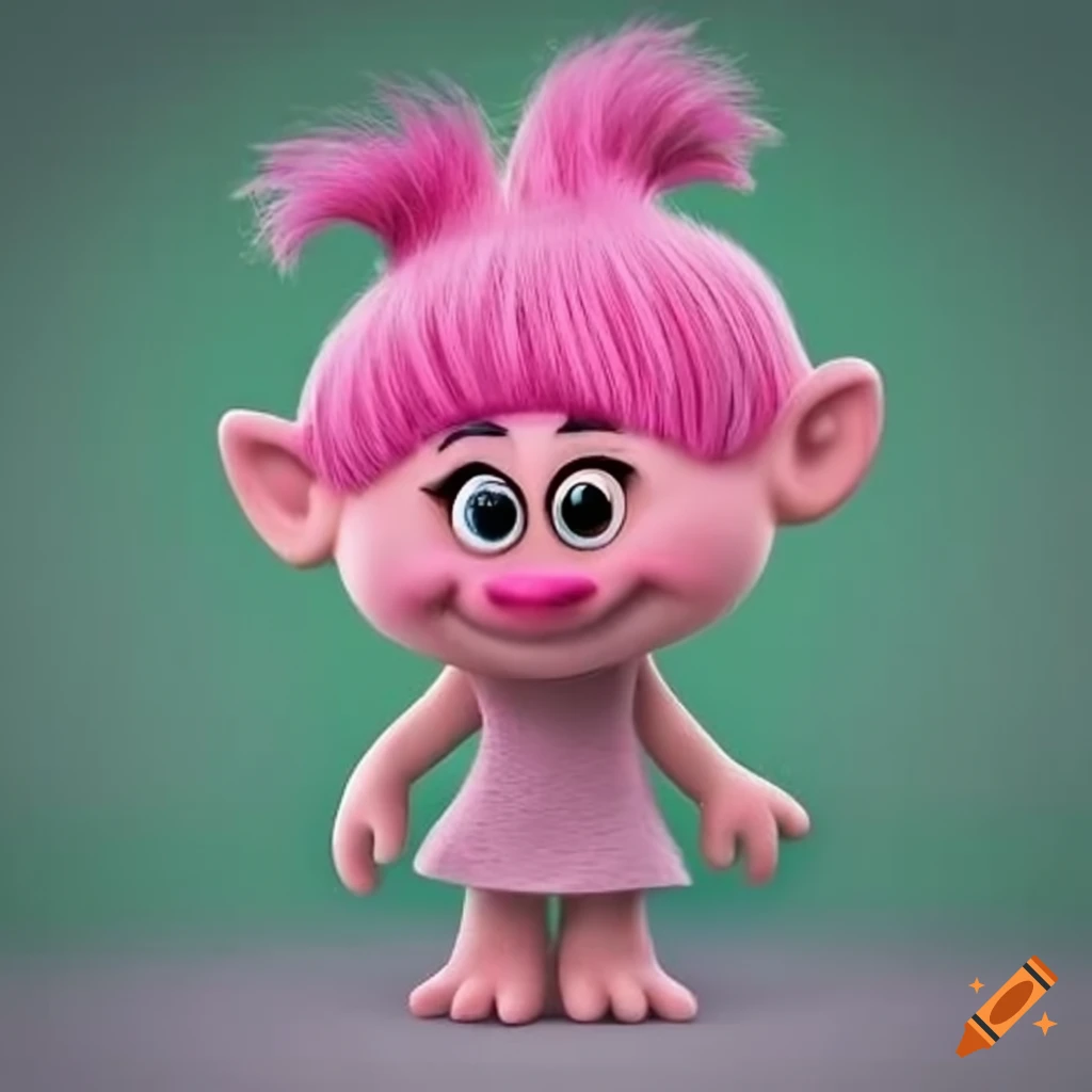 Adorable light pink troll character with dimple-like features on Craiyon