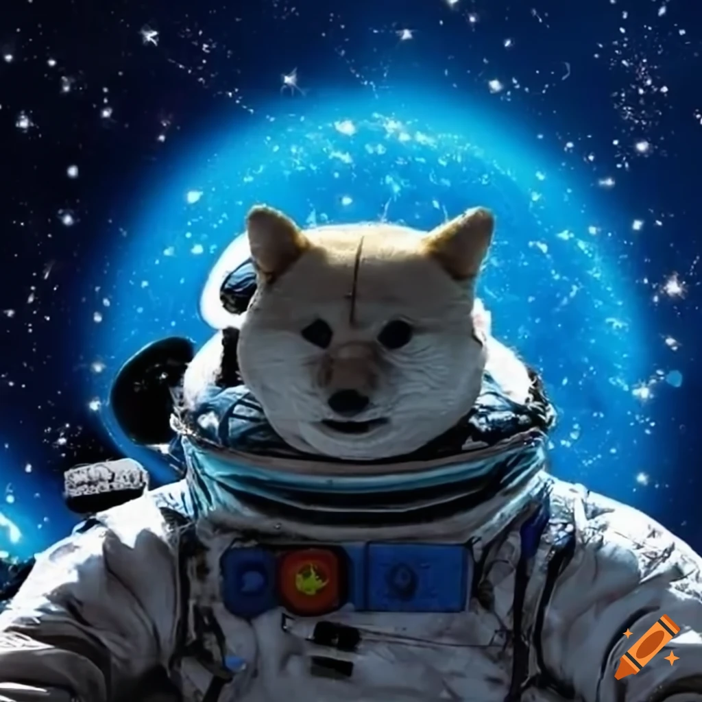 Doge meme floating in space on Craiyon