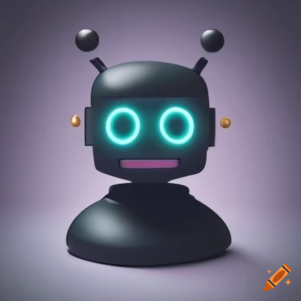 Simplified 3d chatbot cool robot head logo on Craiyon