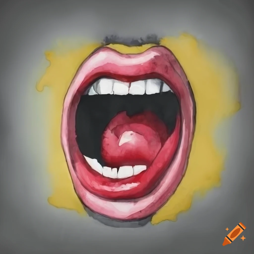Screaming mouth with marooned lips and gray interior on Craiyon