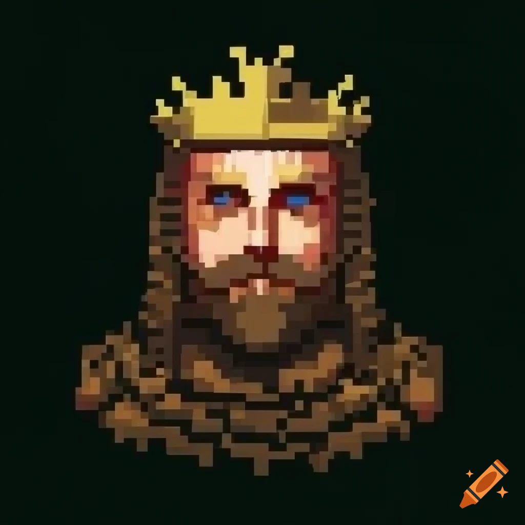 Medieval king in pixel art style on Craiyon