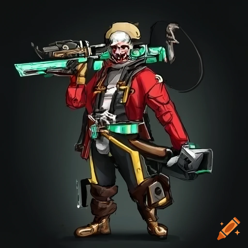 Cyberpunk space pirate with futuristic flintlock weapon on Craiyon