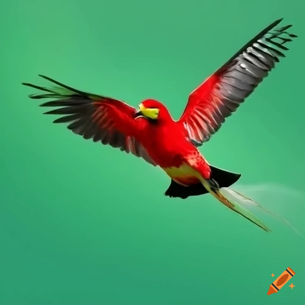 Colorful bird soaring through the air on Craiyon