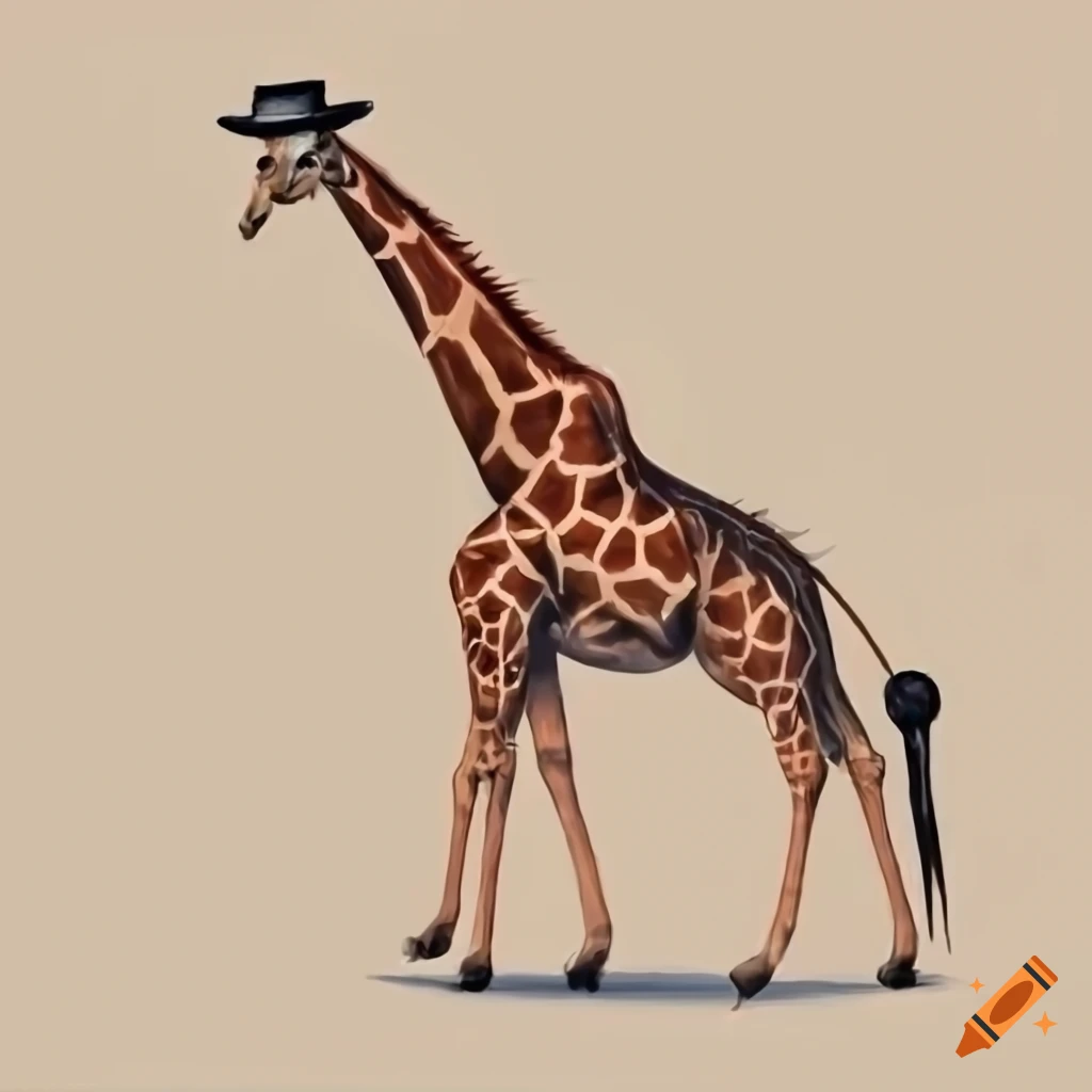 Giraffe wearing a top hat on Craiyon