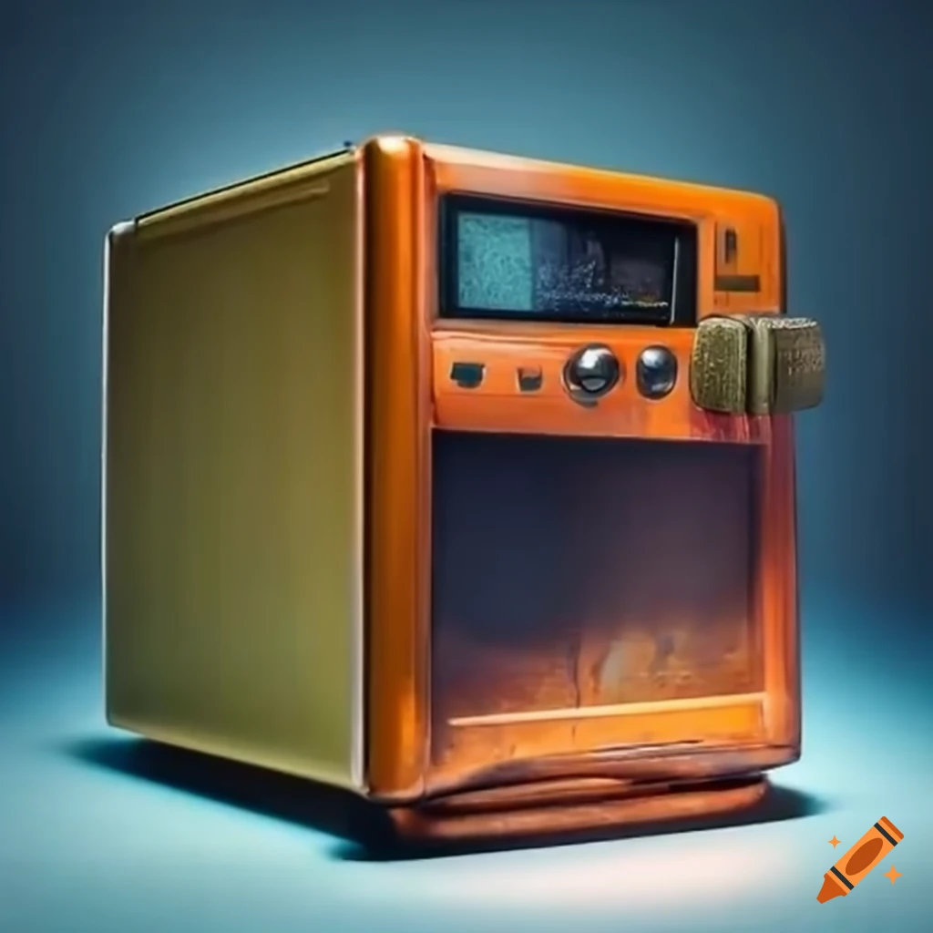 Vintage coin-operated portable microwave on Craiyon