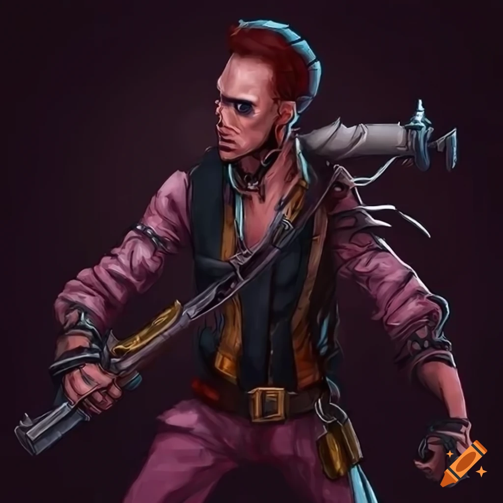 Cyberpunk pirate with a futuristic flintlock on Craiyon