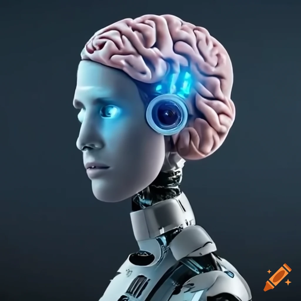Cutting-edge ai represented as a robot brain on Craiyon