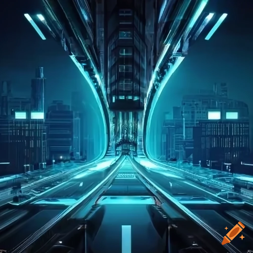 Two support beams for AI future with endless highway on Craiyon