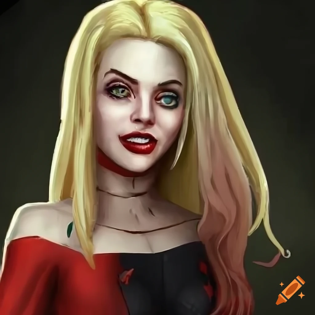 Realistic depiction of dc's harley quinn without makeup on Craiyon