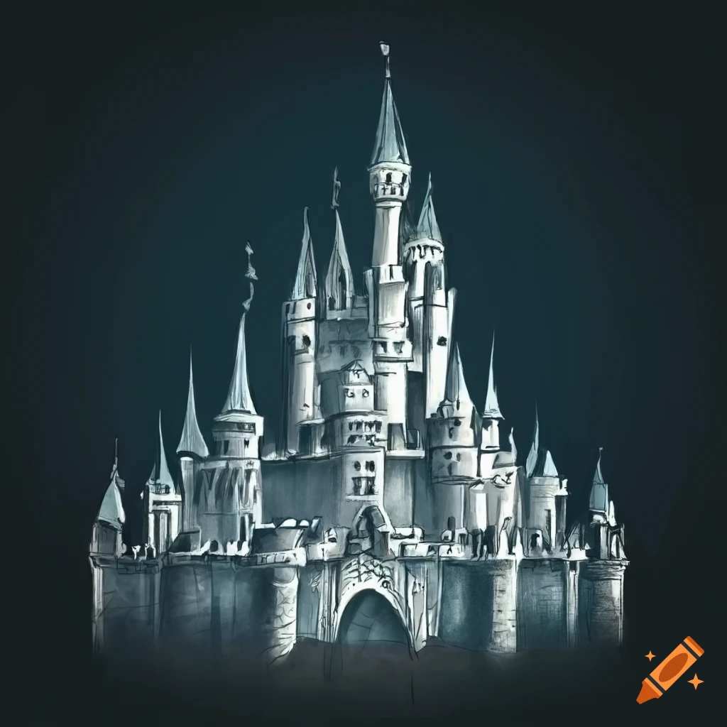 Drawing of a silver castle on Craiyon