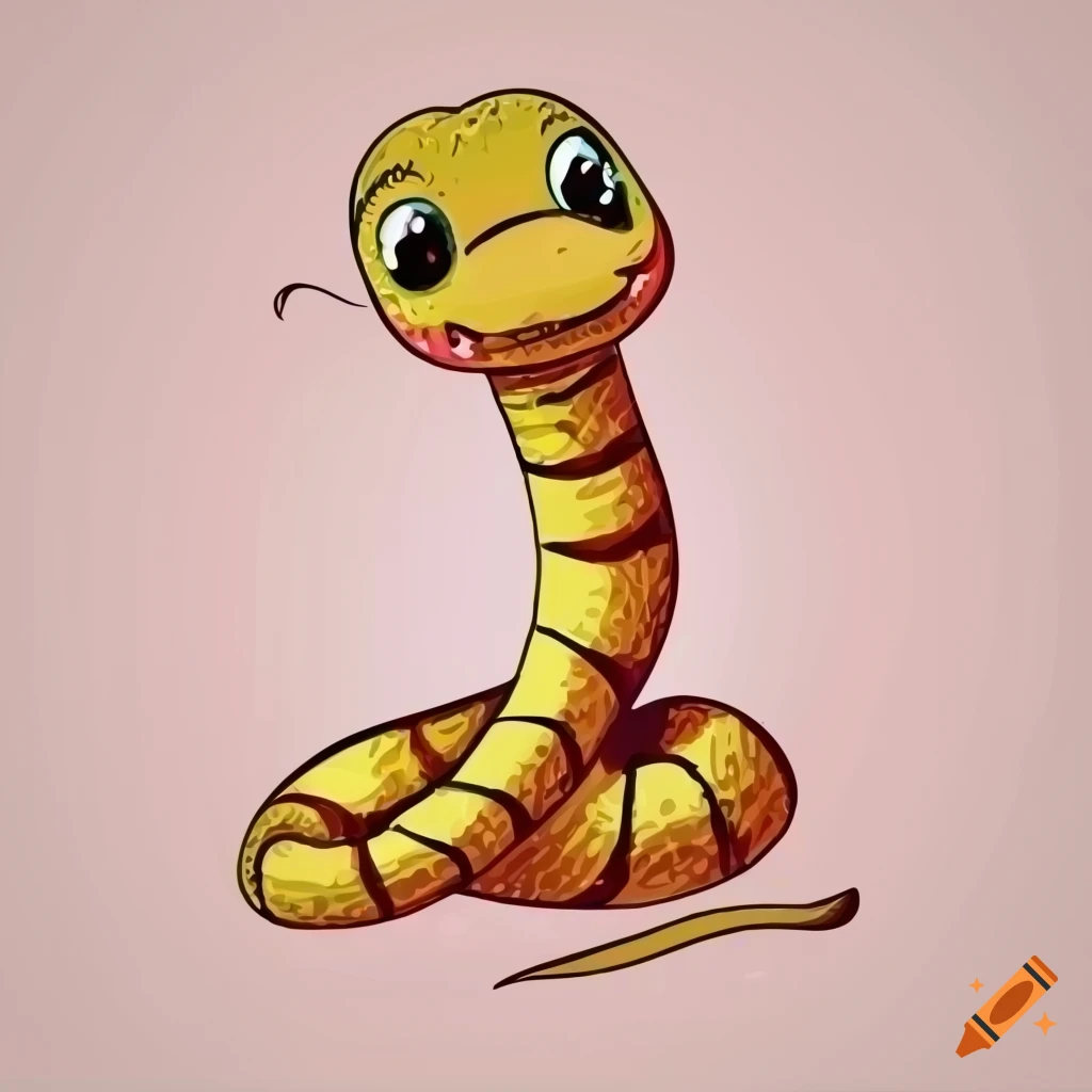 Happy cute snake in a simple vector drawing on Craiyon