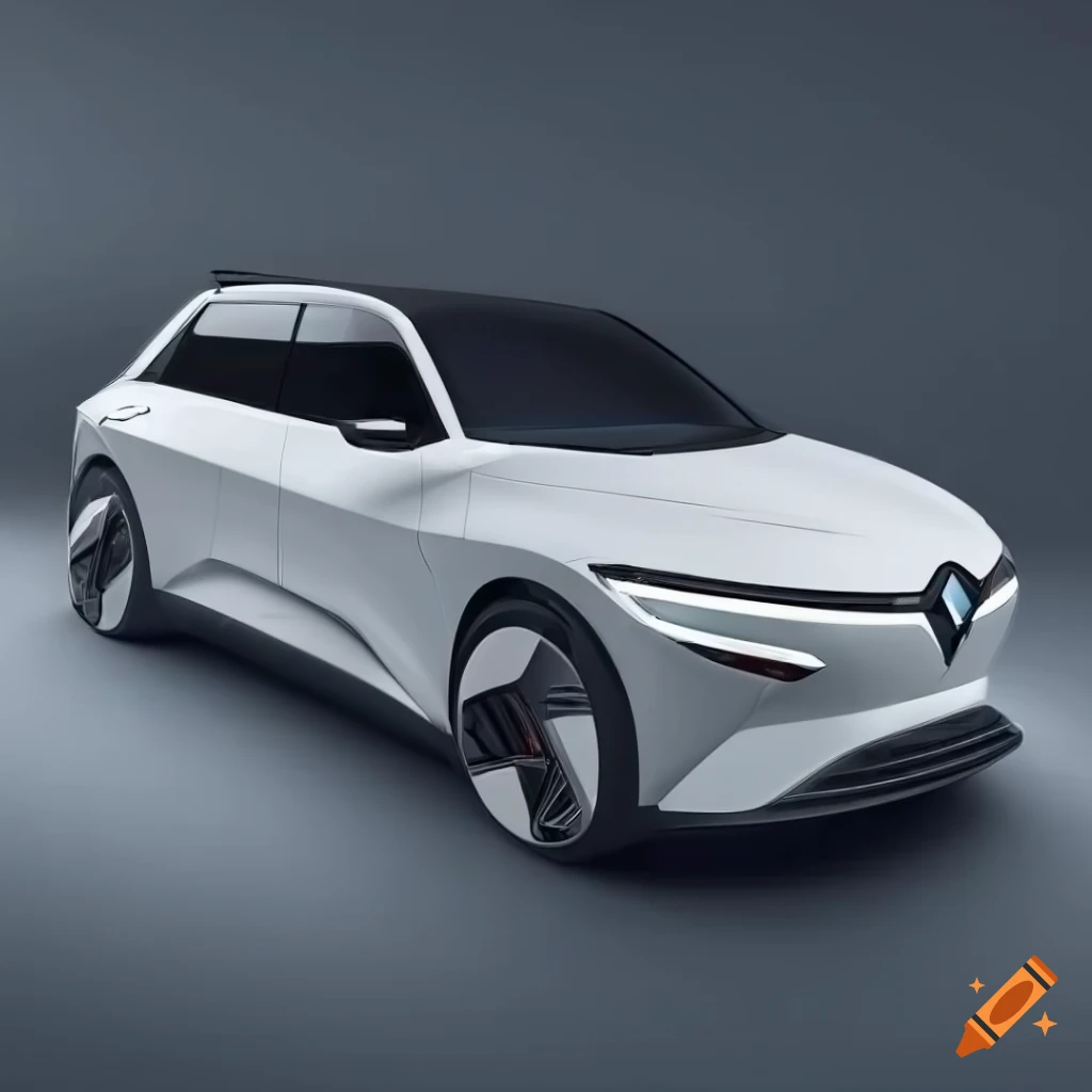 2025 renault 9 ev luxury sedan with 80's futuristic design in white ...