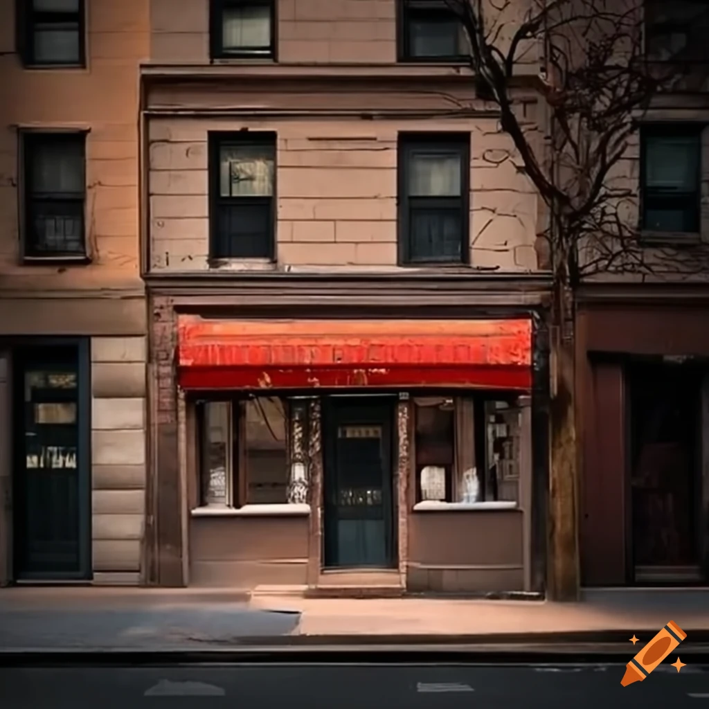 Nyc storefront with front window panel on Craiyon
