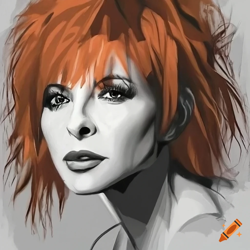 Detailed charcoal portrait of french singer mylene farmer on Craiyon