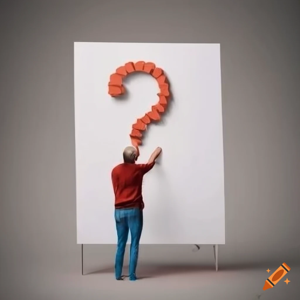 Person putting up a question mark poster on a bulletin board on Craiyon