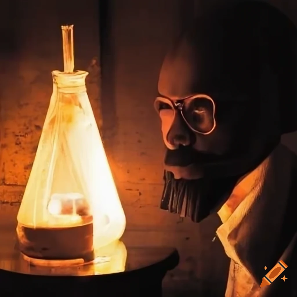 Medieval scientists in a well-lit laboratory conducting innovative ...