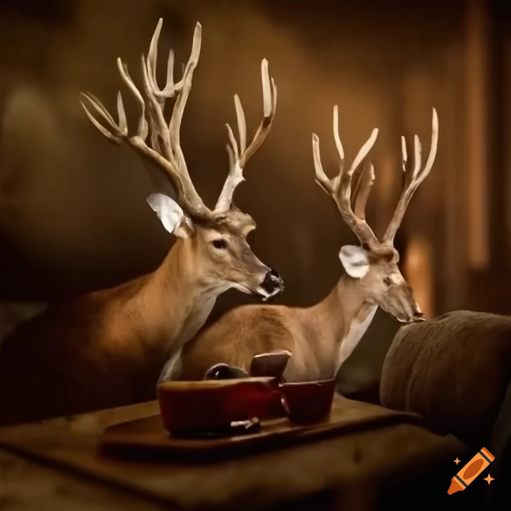 Deer in a coffee shop on Craiyon