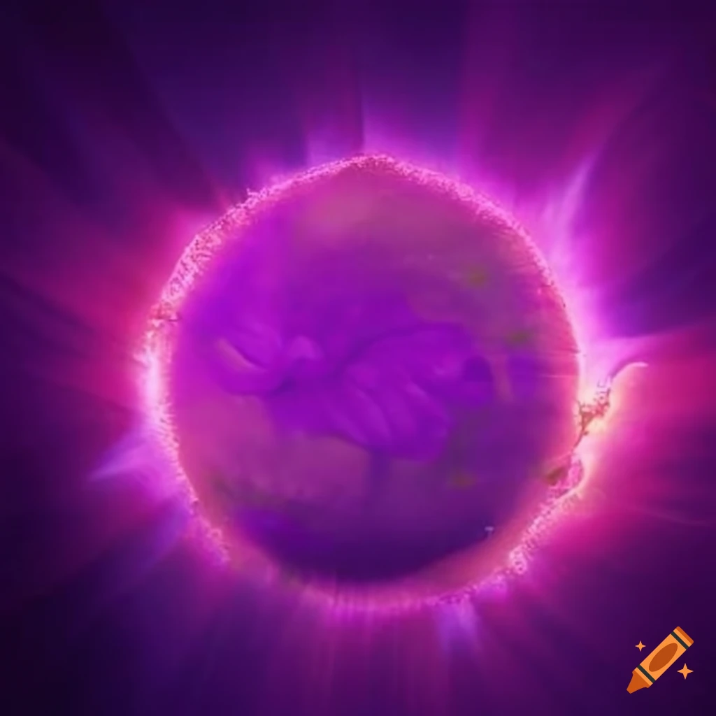 Purple sun in a vibrant sky on Craiyon