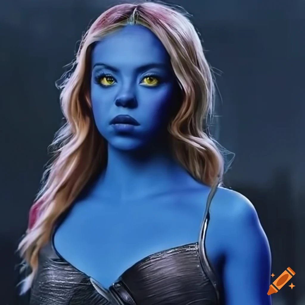 Sydney sweeney cosplaying as mystique character on Craiyon