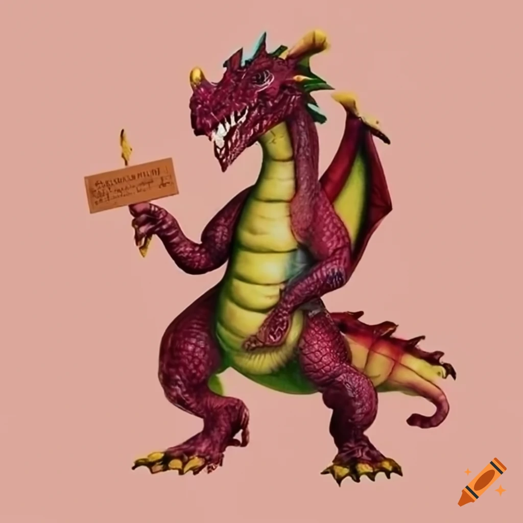 Dazed and confused dragon with a standby sign on Craiyon