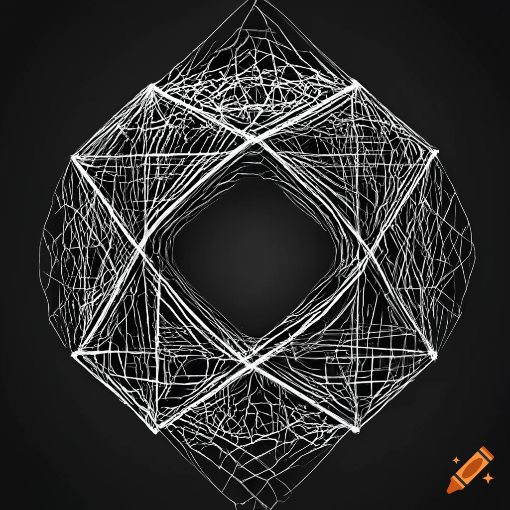 4d cube with intricate neural network architecture and metallic ...