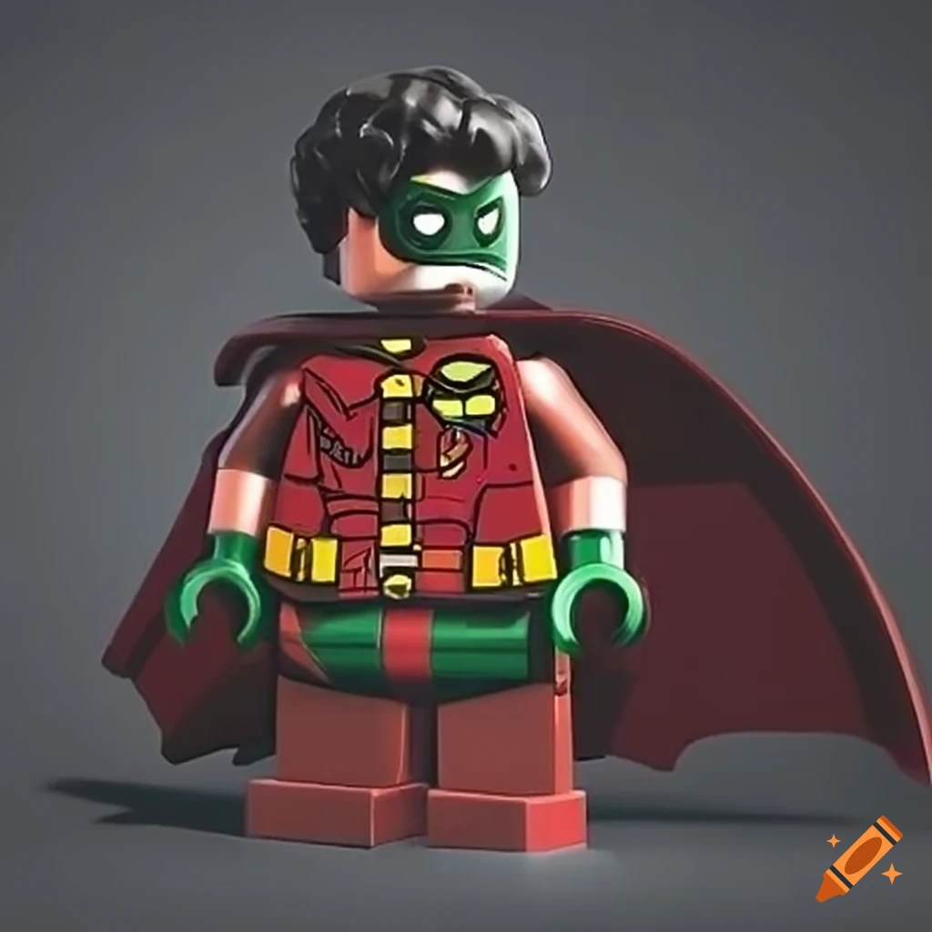 Detailed and dark lego design of the dark knight's robin on Craiyon