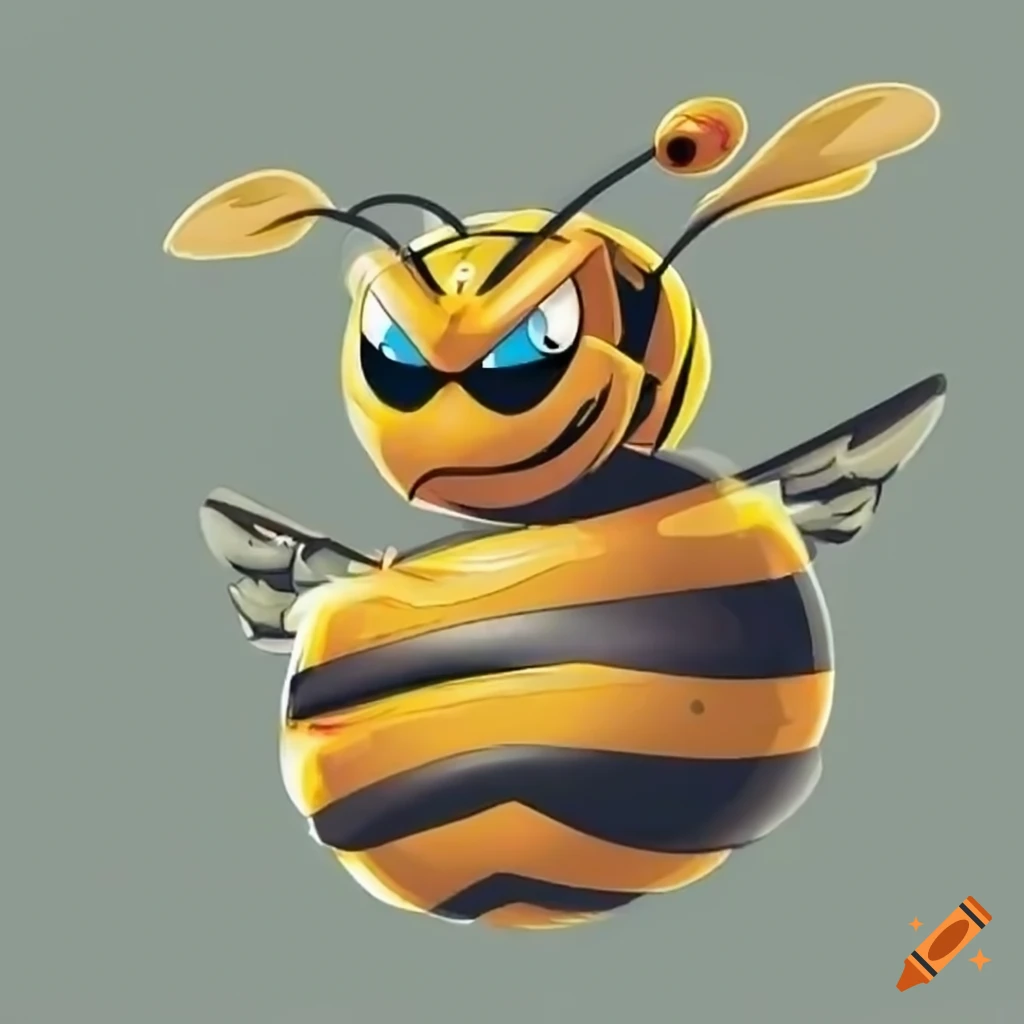 Angry bees with sting cartoon illustration on Craiyon