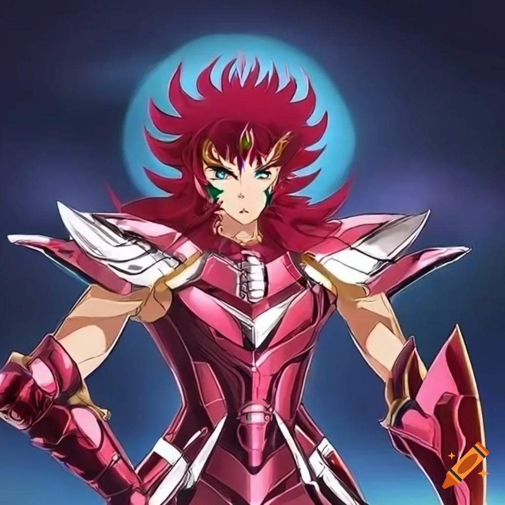 Saint Seiya Perseus armor with sword and Medusa's head on Craiyon