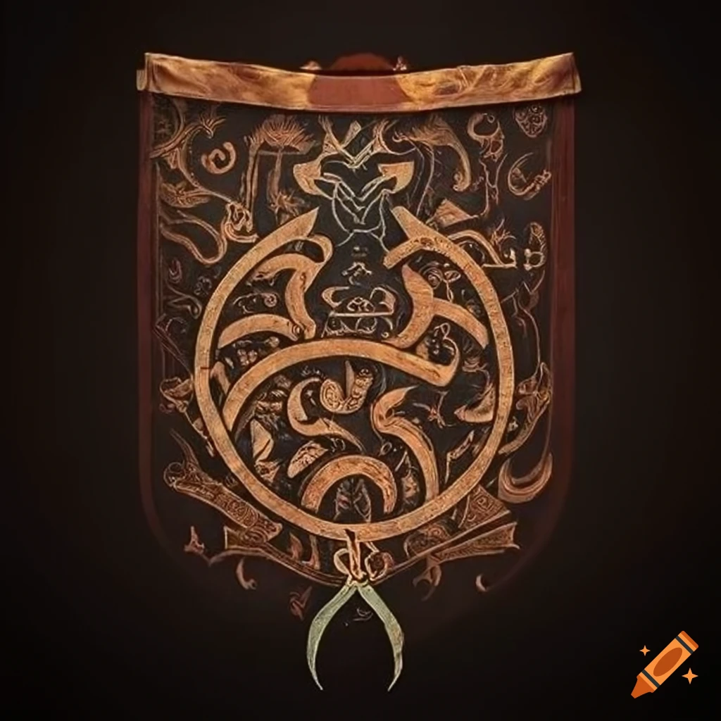 Norse Viking banner with intricate dragon runes on Craiyon