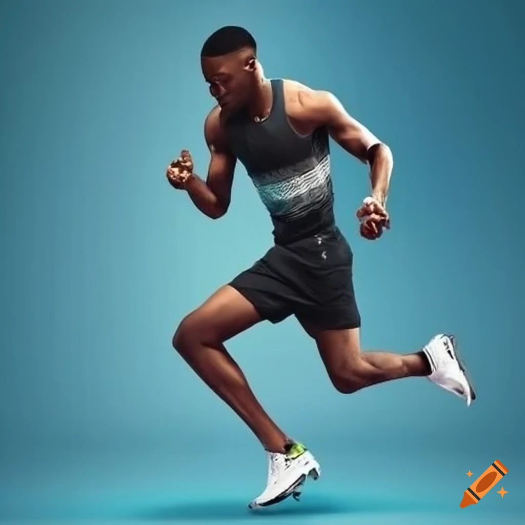 Black guy wearing silver track shoes on Craiyon