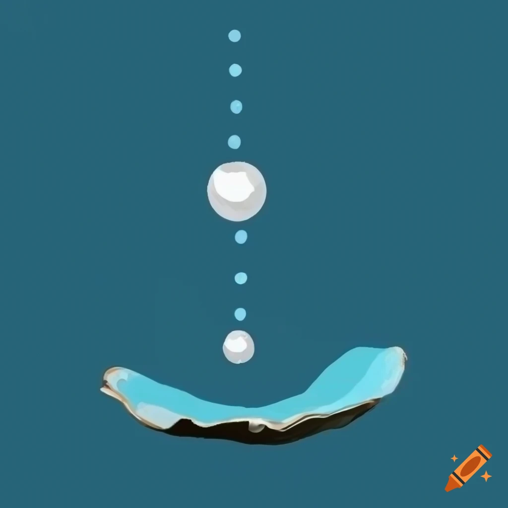 Simple 2D digital art of an oyster presenting a floating pearl ...