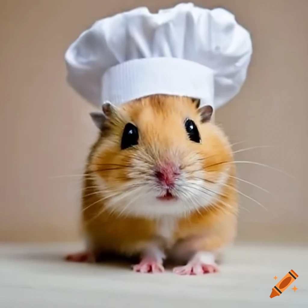 Hamster wearing a chef's hat on Craiyon