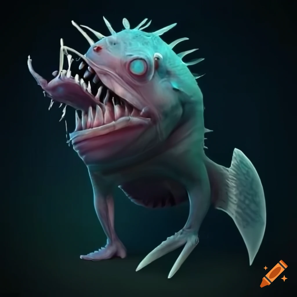 Humanoid muscular anglerfish on Craiyon