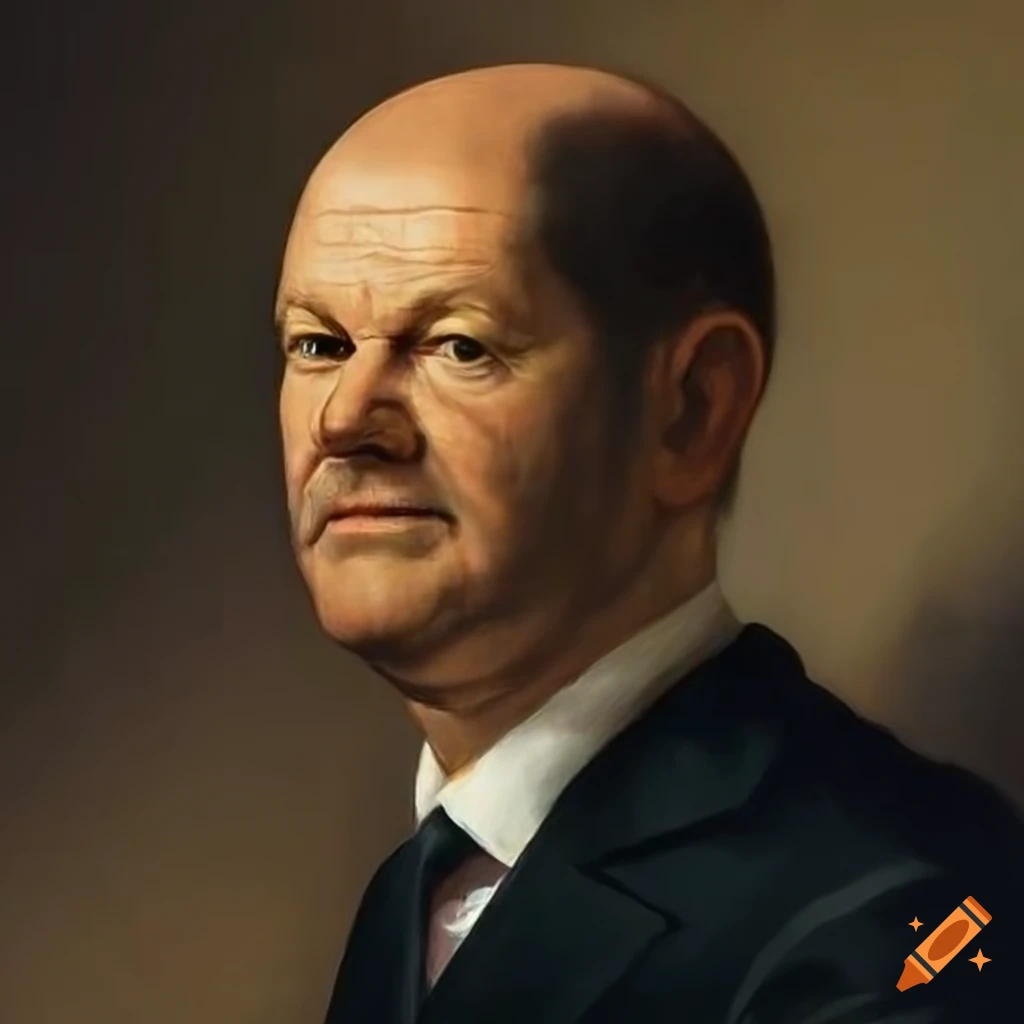 Portrait of German Chancellor Olaf Scholz with the Federal Chancellery ...